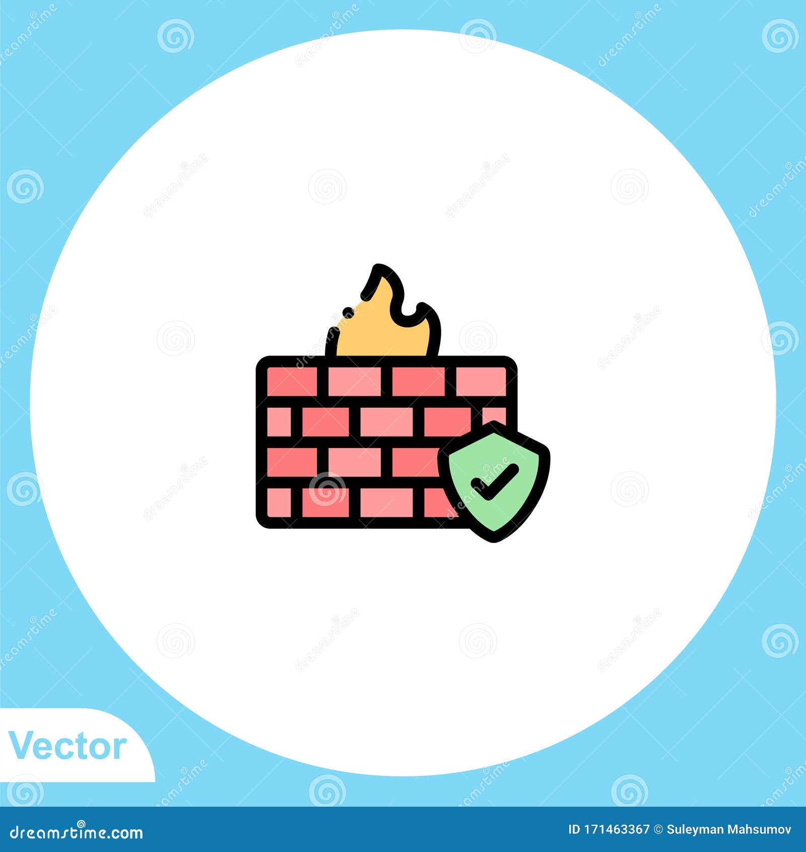 Firewall Flat Vector Icon Sign Symbol Stock Illustration - Illustration ...