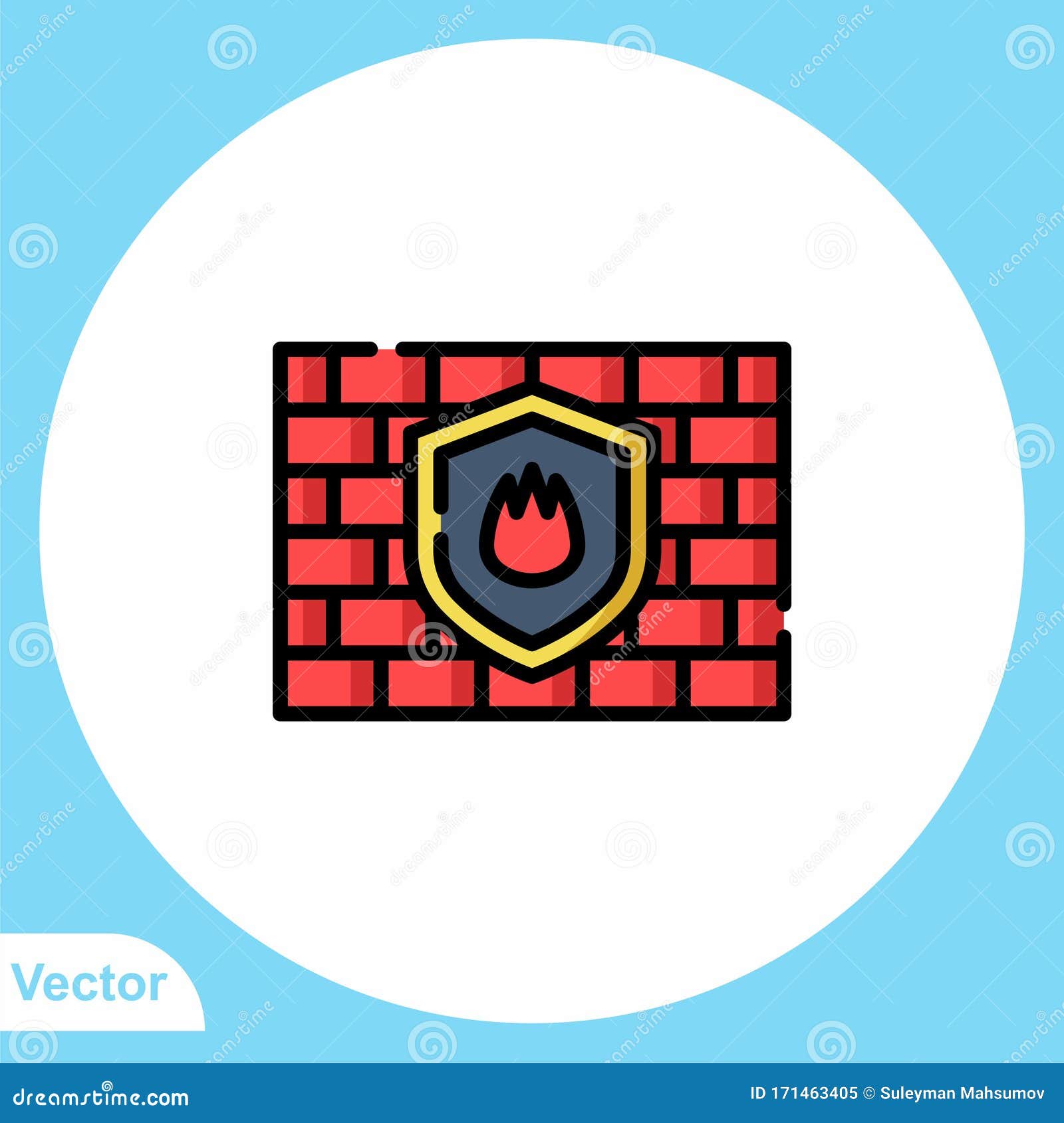 Firewall Flat Vector Icon Sign Symbol Stock Illustration - Illustration ...