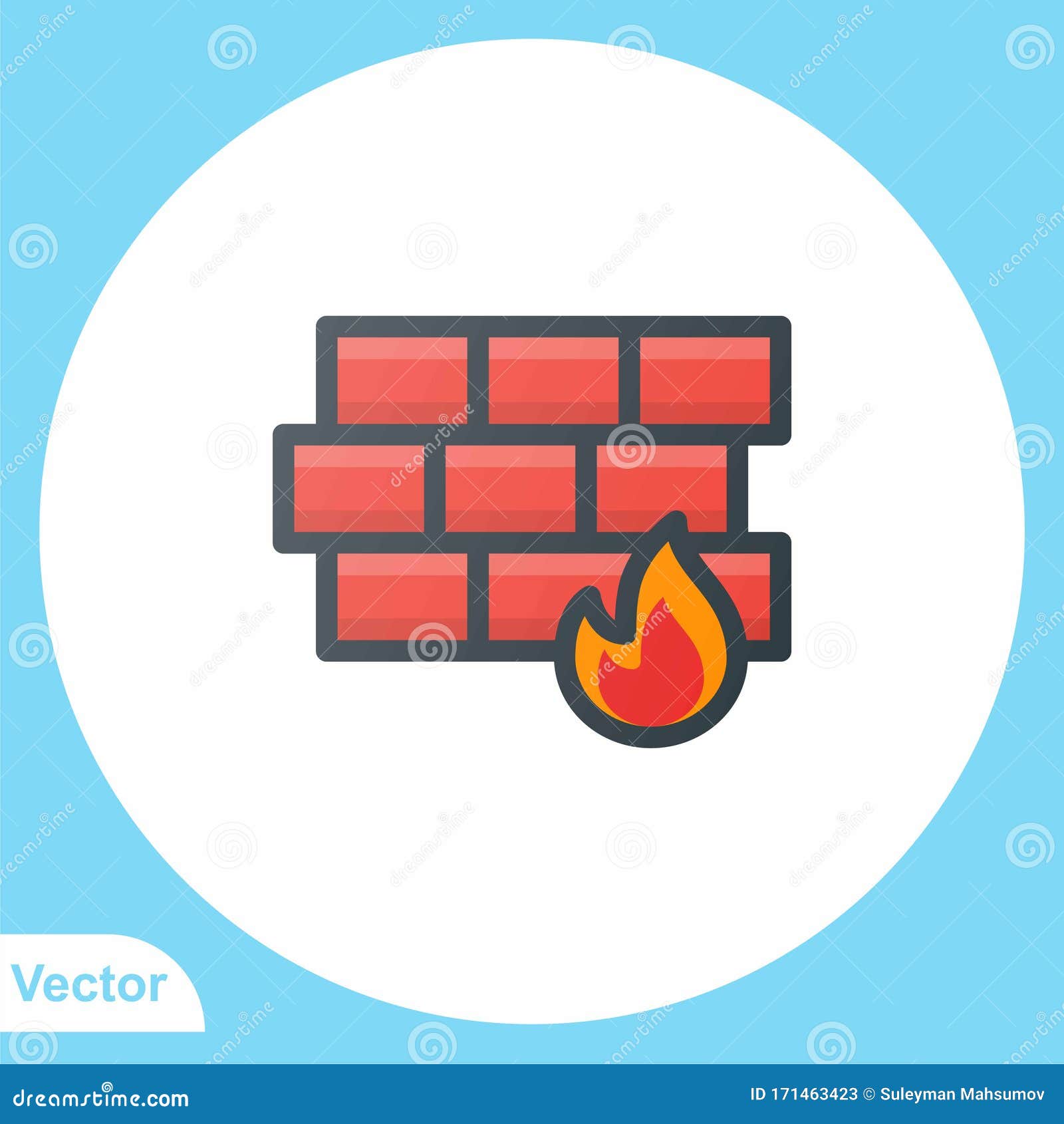 Firewall Flat Vector Icon Sign Symbol Stock Vector - Illustration of ...