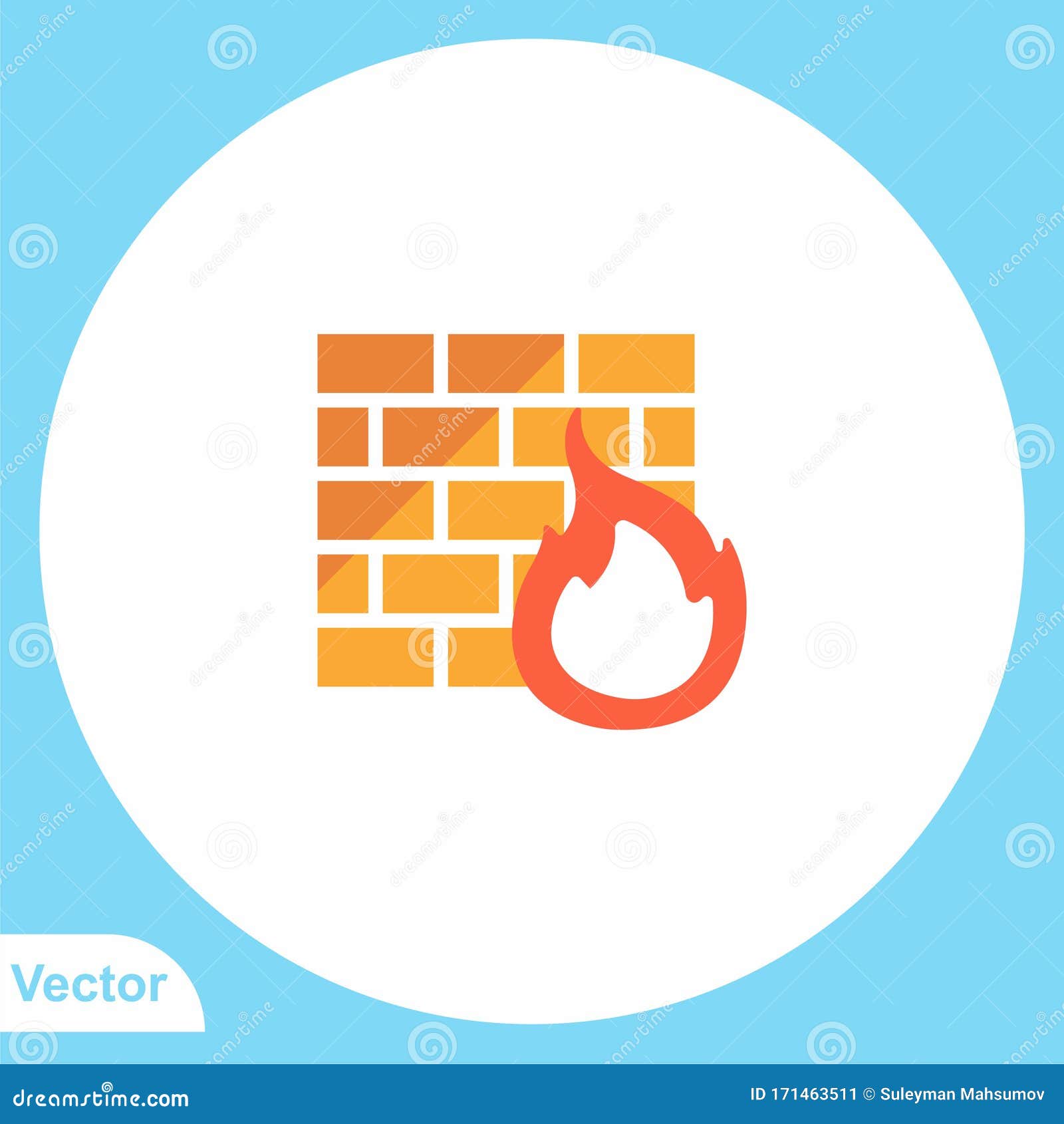Firewall Flat Vector Icon Sign Symbol Stock Illustration - Illustration ...