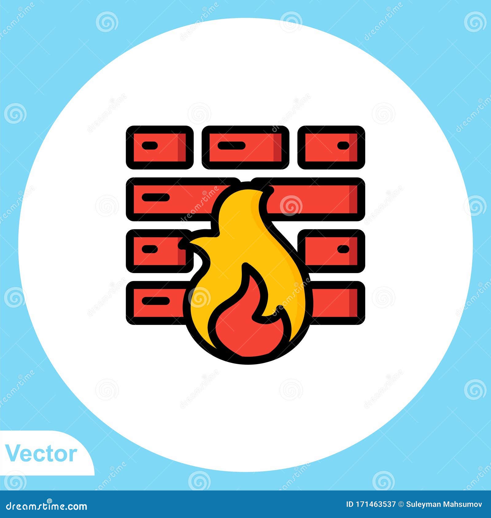 Firewall Flat Vector Icon Sign Symbol Stock Vector - Illustration of ...