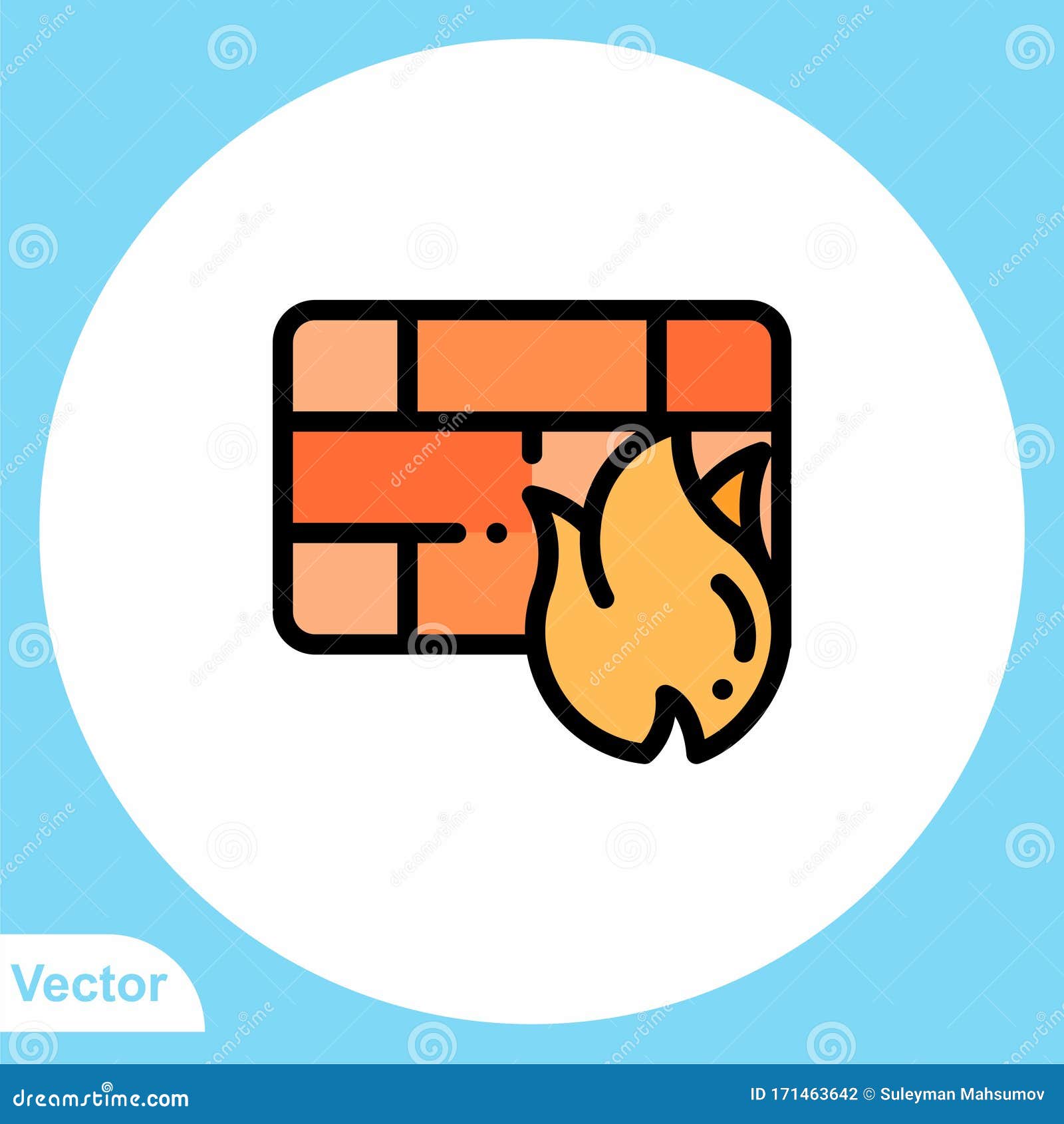 Firewall Flat Vector Icon Sign Symbol Stock Vector - Illustration of ...