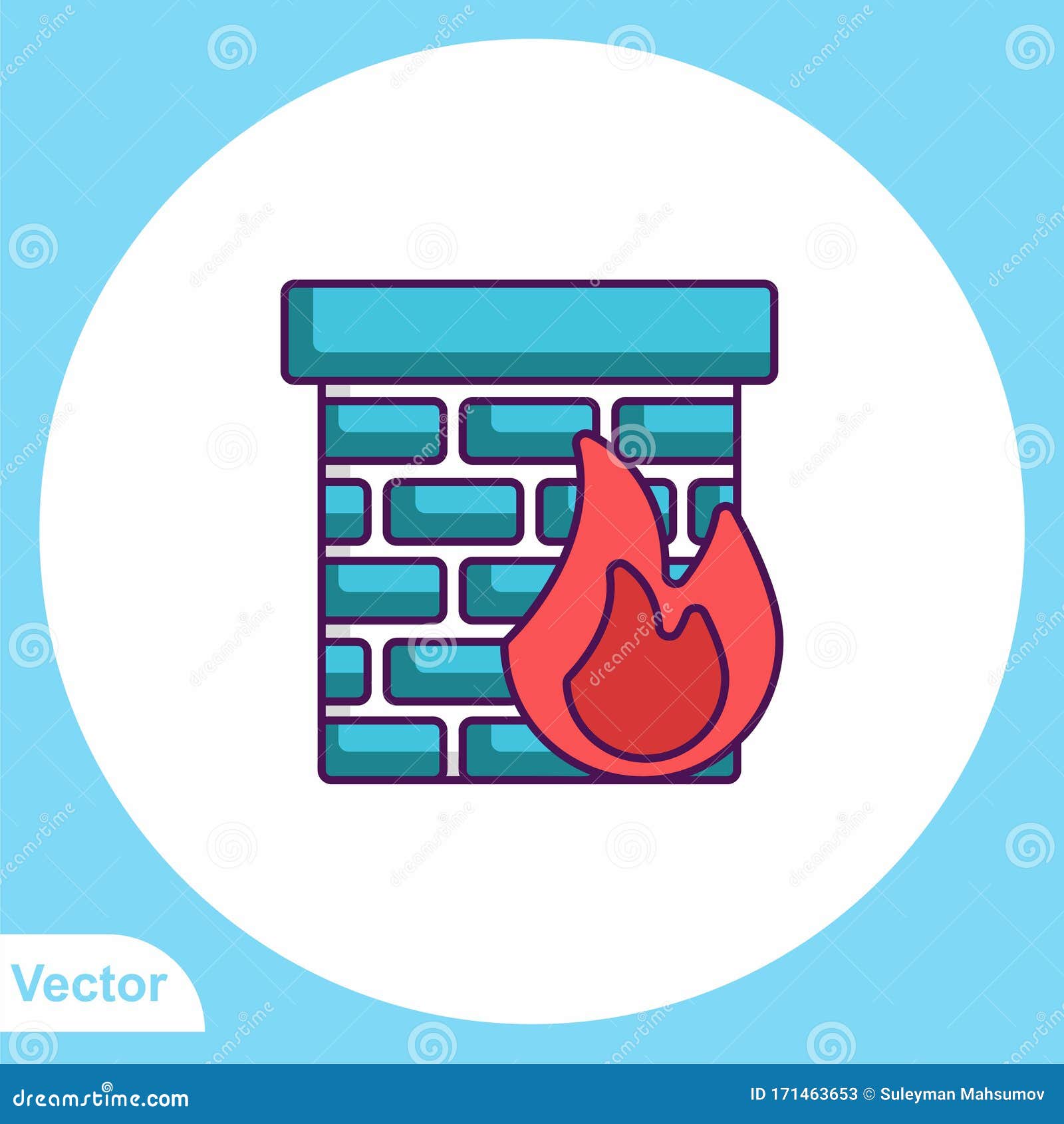 Firewall Flat Vector Icon Sign Symbol Stock Illustration - Illustration ...
