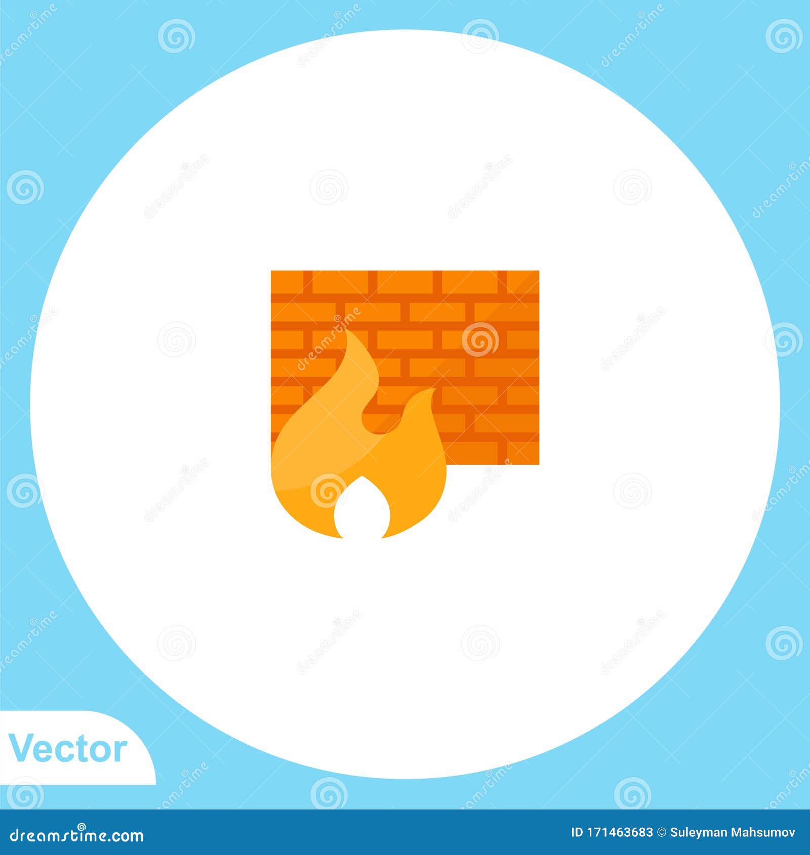 Firewall Flat Vector Icon Sign Symbol Stock Illustration - Illustration ...