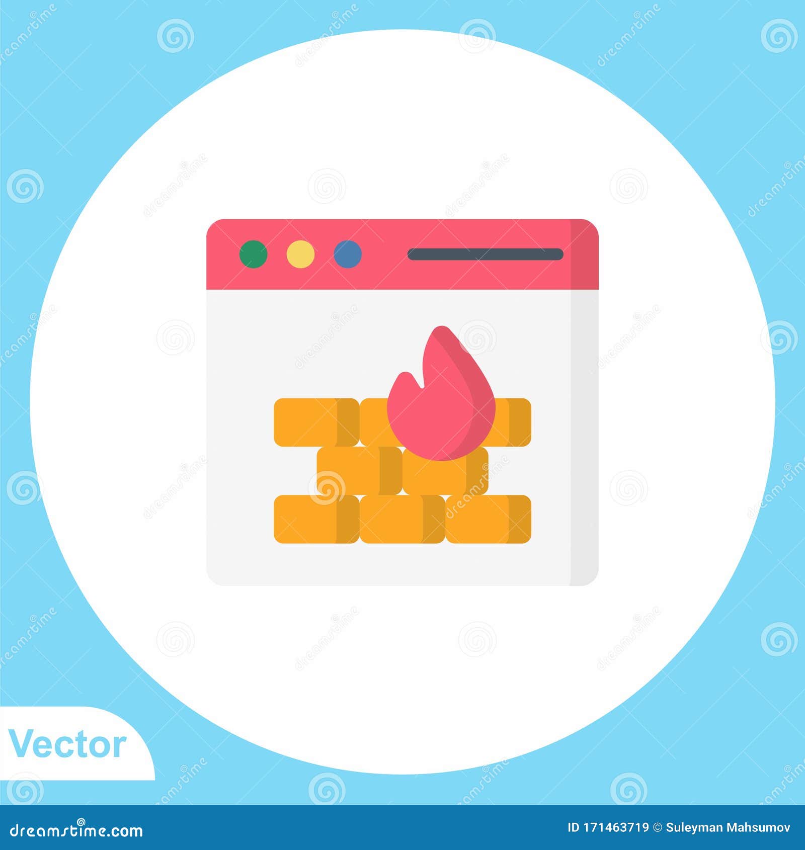 Firewall Flat Vector Icon Sign Symbol Stock Vector - Illustration of ...