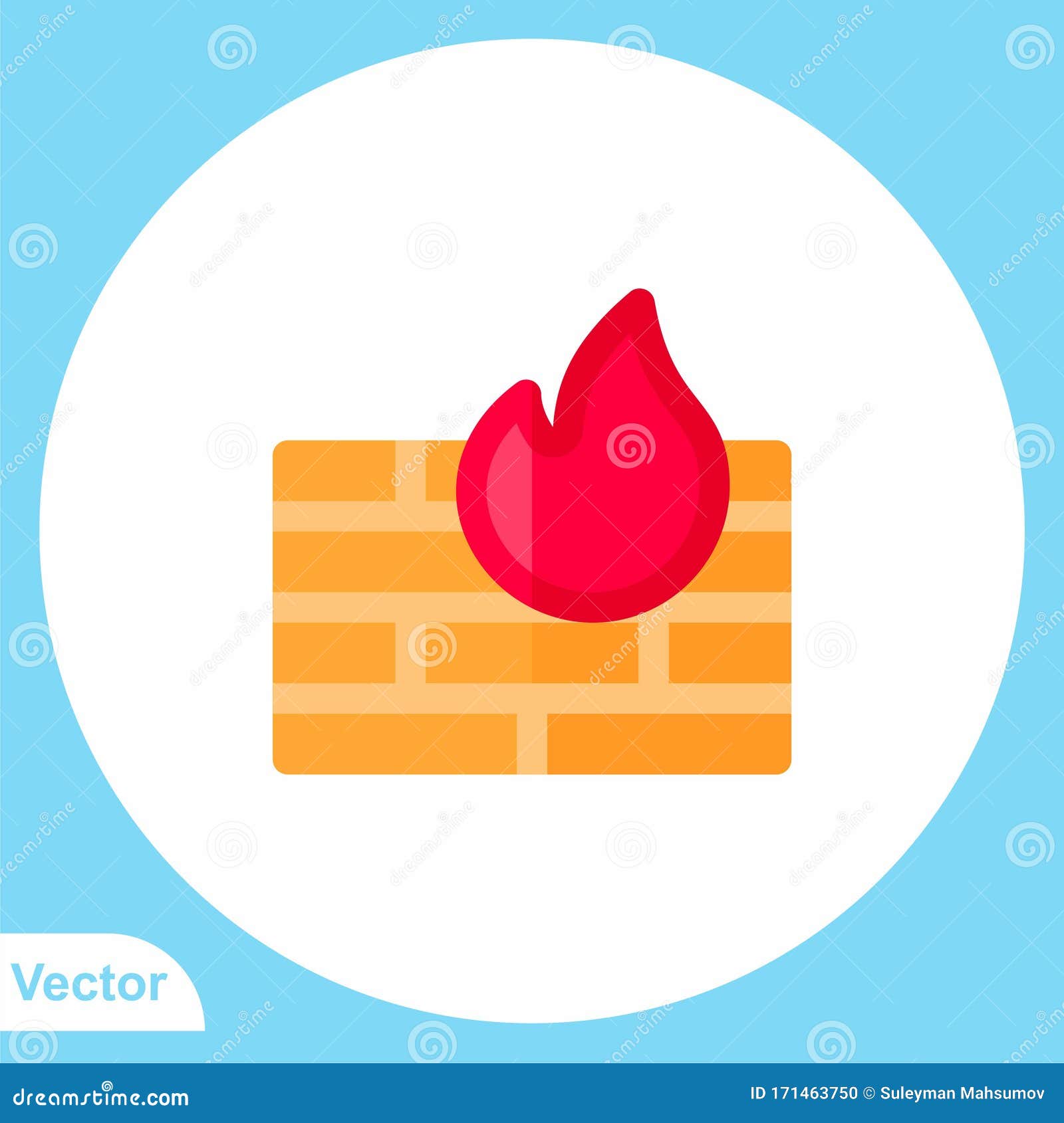 Firewall Flat Vector Icon Sign Symbol Stock Illustration - Illustration ...