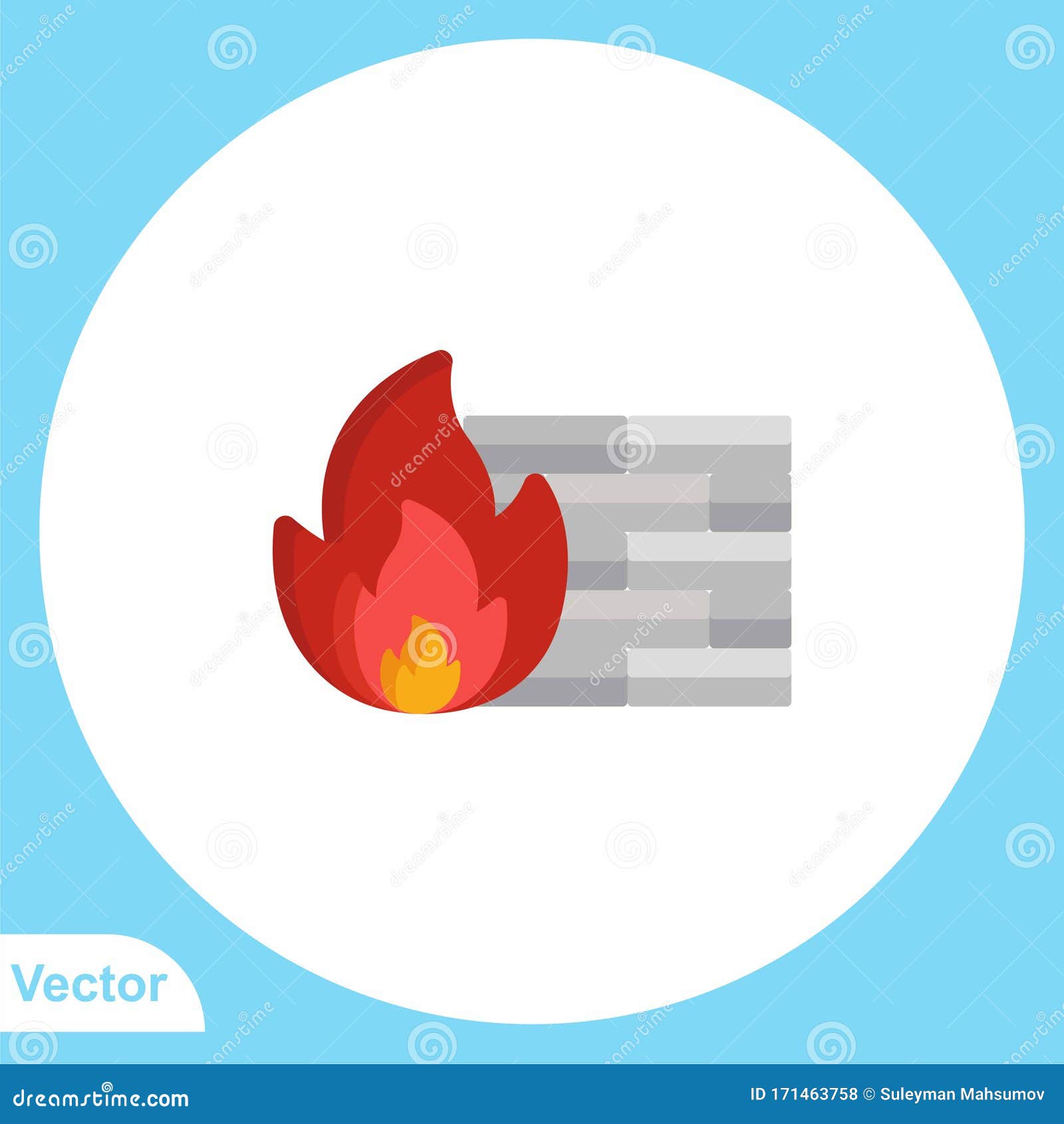 Firewall Flat Vector Icon Sign Symbol Stock Vector - Illustration of ...