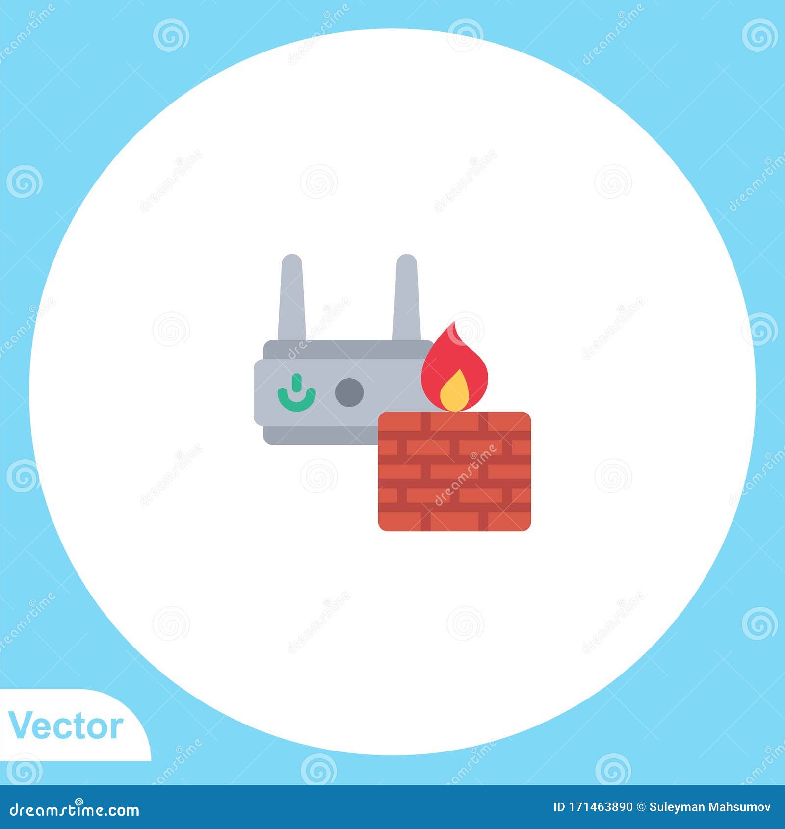 Firewall Flat Vector Icon Sign Symbol Stock Illustration - Illustration ...