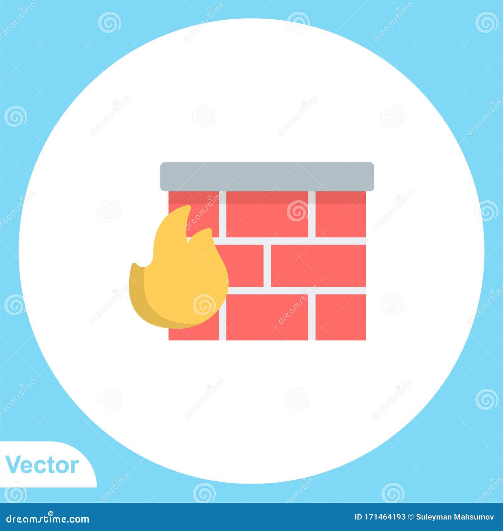 Firewall Flat Vector Icon Sign Symbol Stock Illustration - Illustration ...