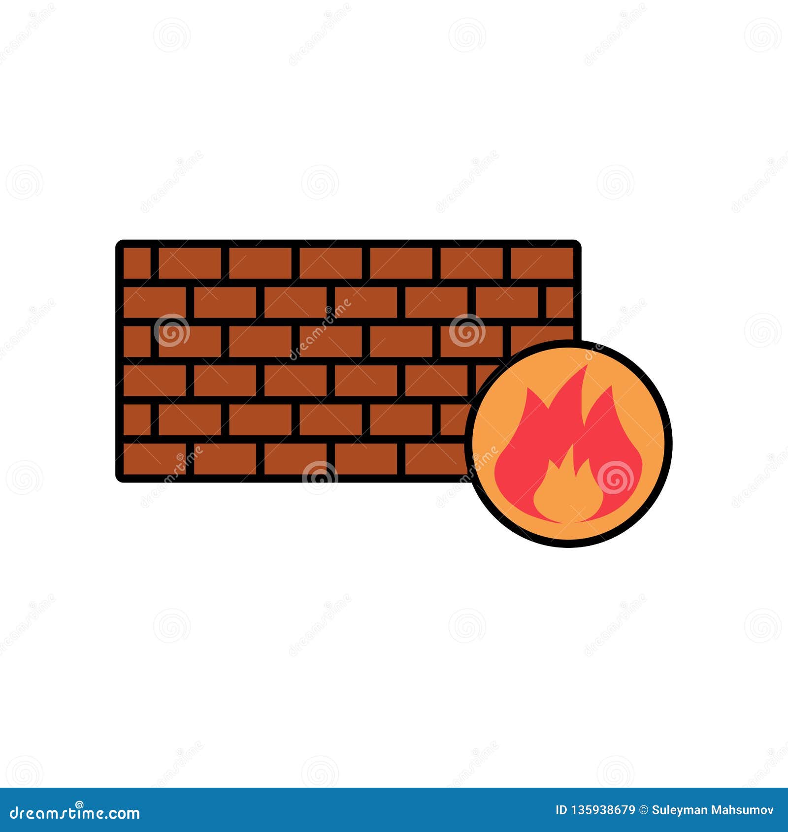 Firewall Flat Vector Icon Sign Symbol Stock Vector - Illustration of ...