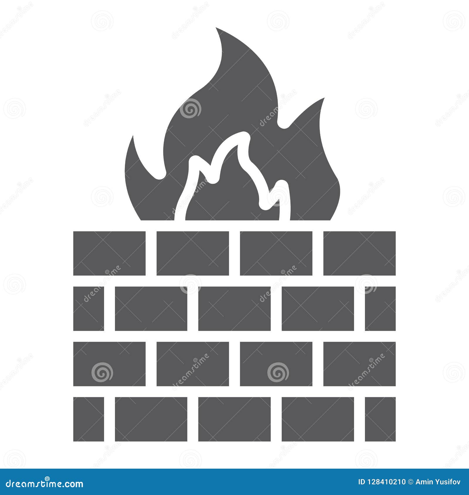 Firewall Glyph Icon, Fire and Security, Wall Sign, Vector Graphics, a ...