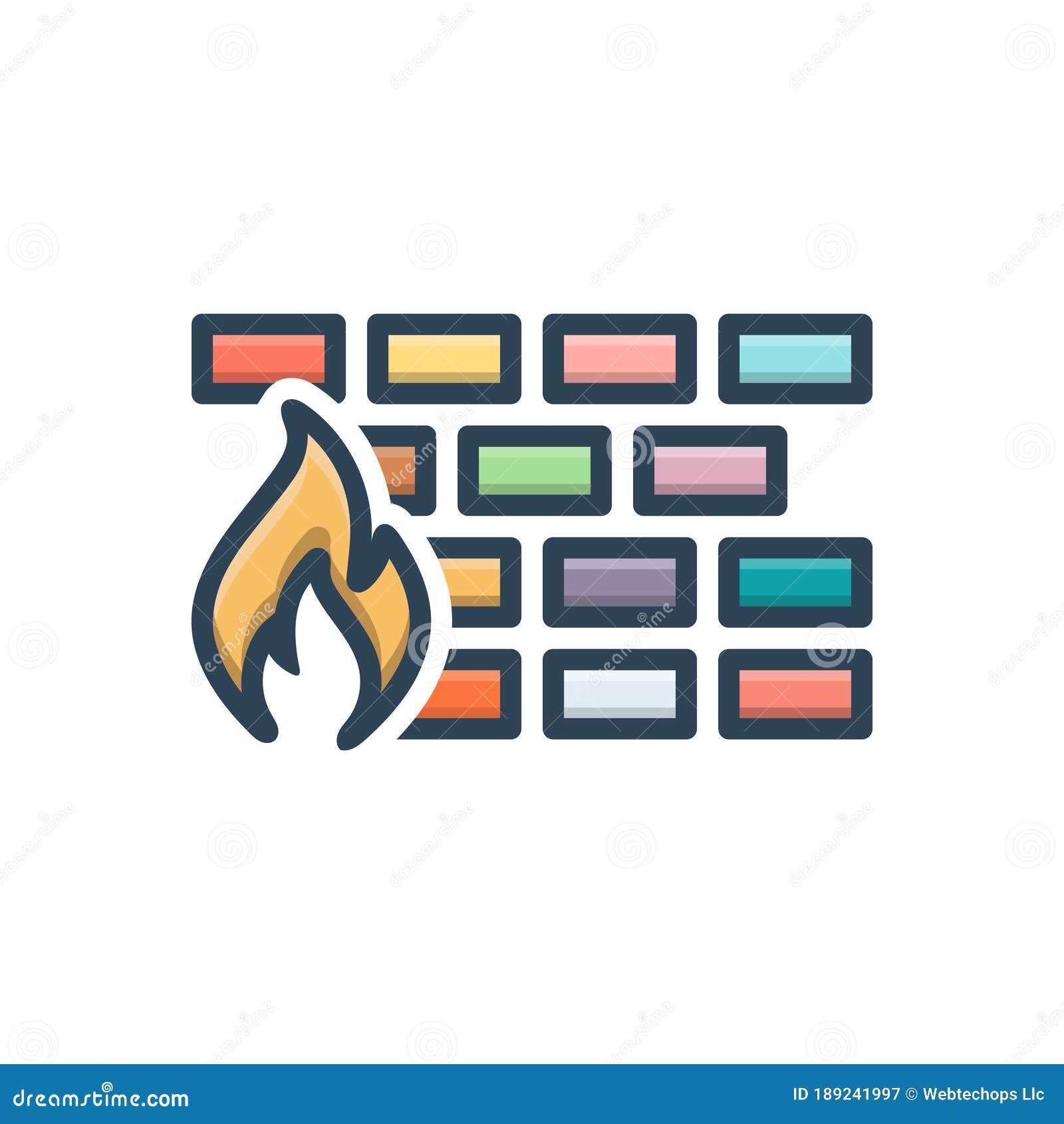 Color Illustration Icon for Firewall, Security and Network Stock Vector ...