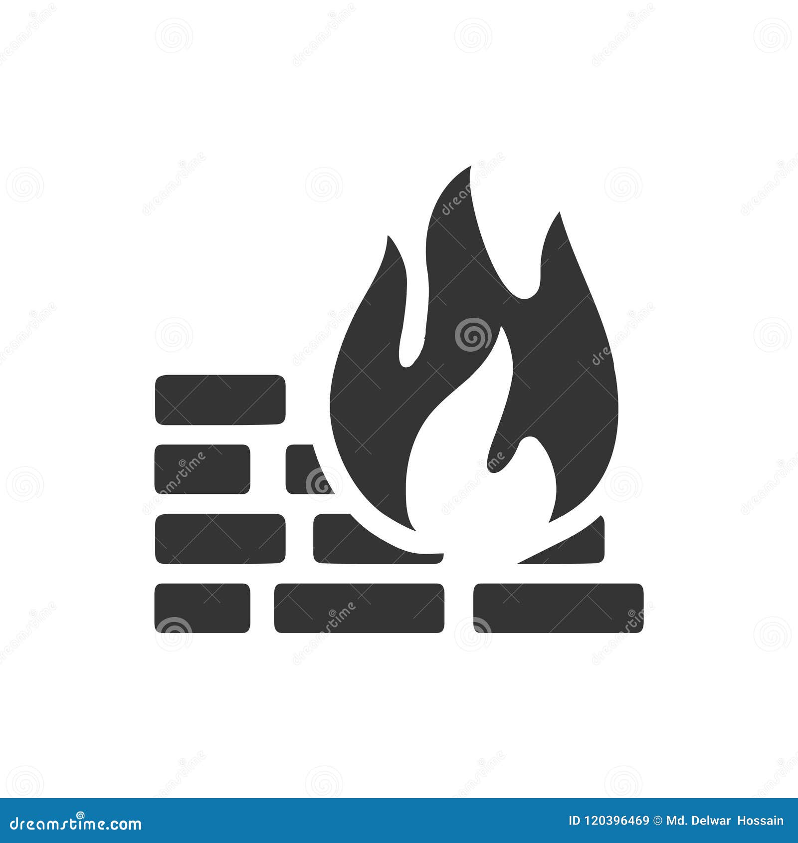 Firewall Icon stock vector. Illustration of wall, burn - 120396469