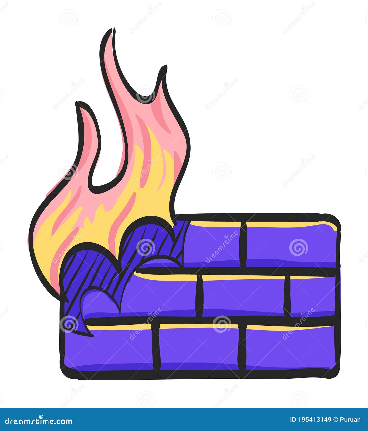 Firewall Icon in Color Drawing Stock Vector - Illustration of computer ...