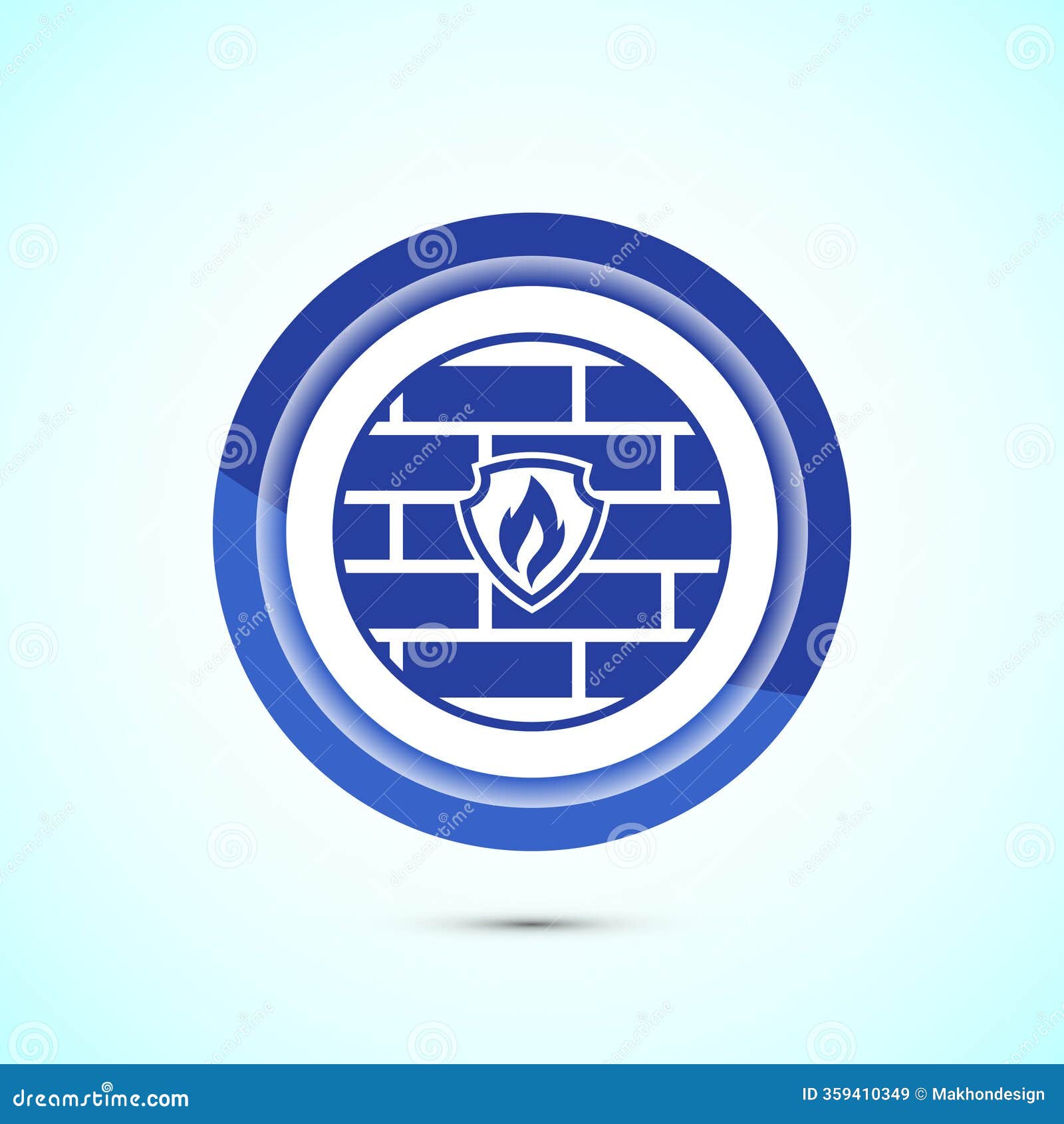 Firewall Icon Design Illustration. Brick Wall and Fire Icon, Internet ...