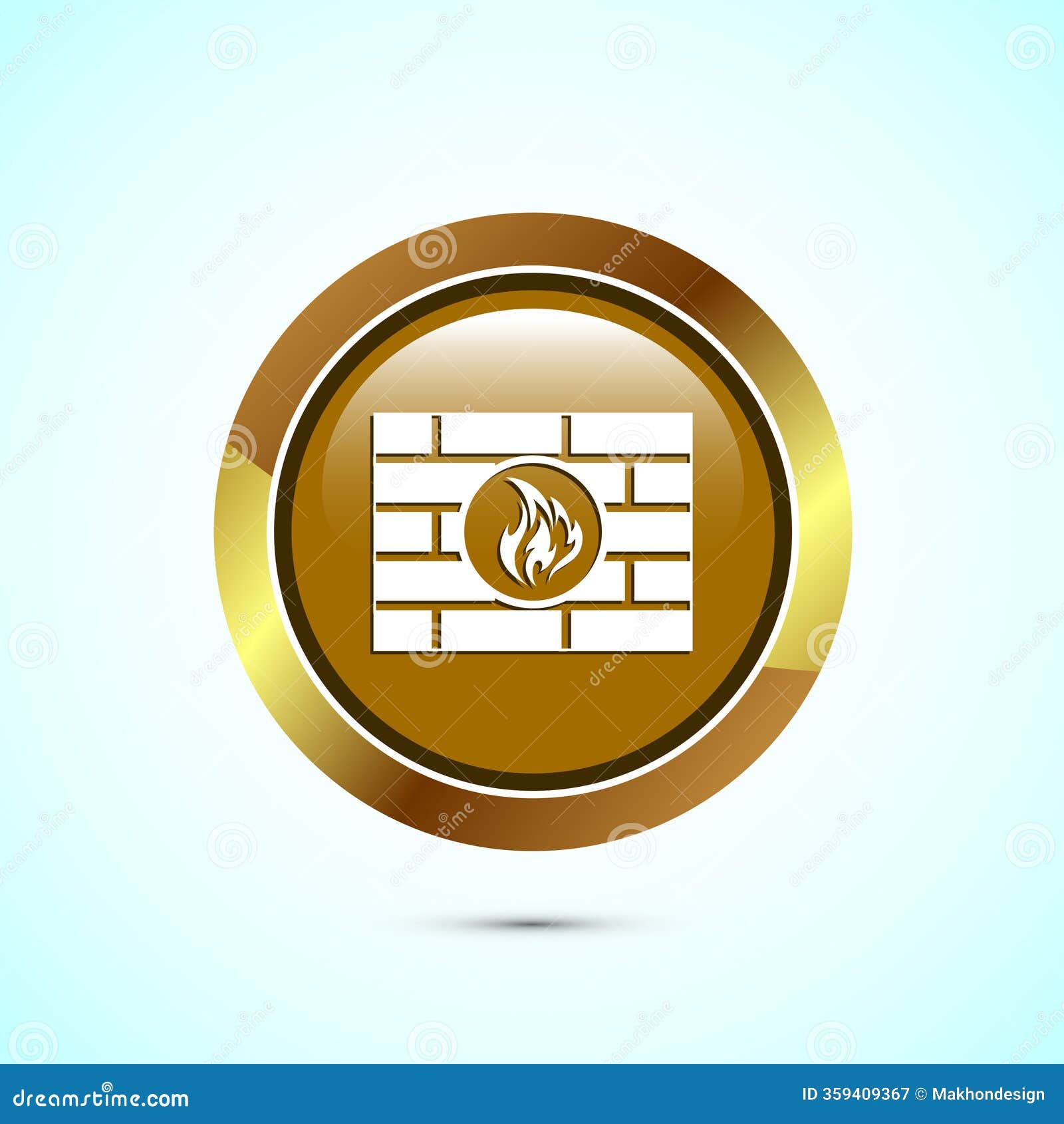 Firewall Icon Design Illustration. Brick Wall and Fire Icon, Internet ...