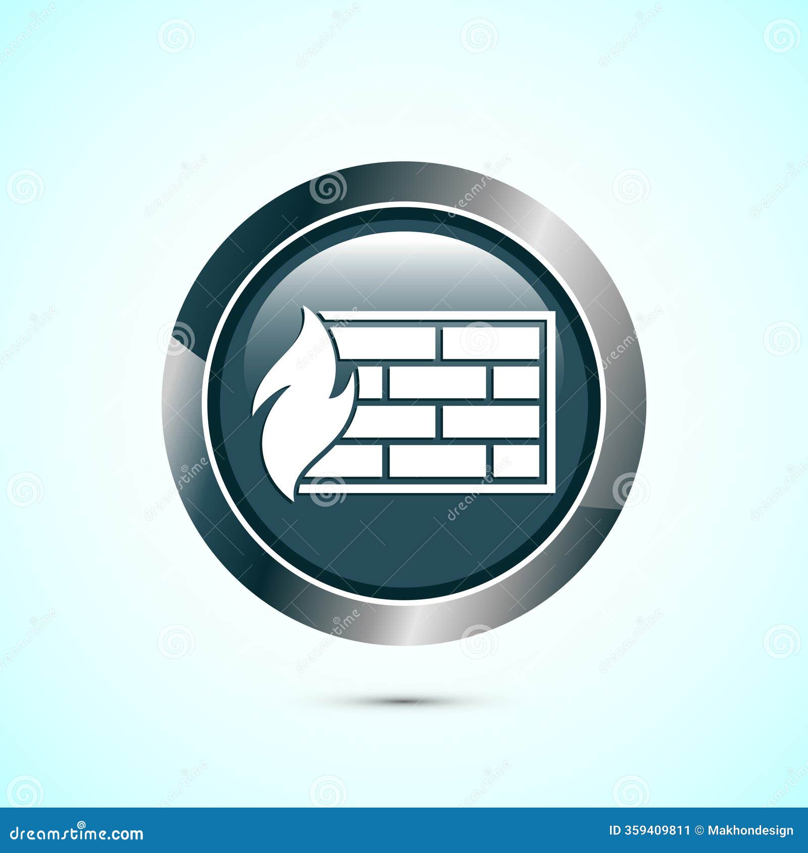 Firewall Icon Design Illustration. Brick Wall and Fire Icon, Internet ...
