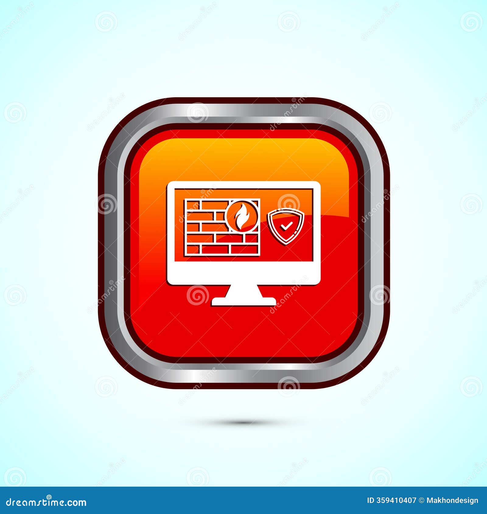 Firewall Icon Design Illustration. Brick Wall and Fire Icon, Internet ...