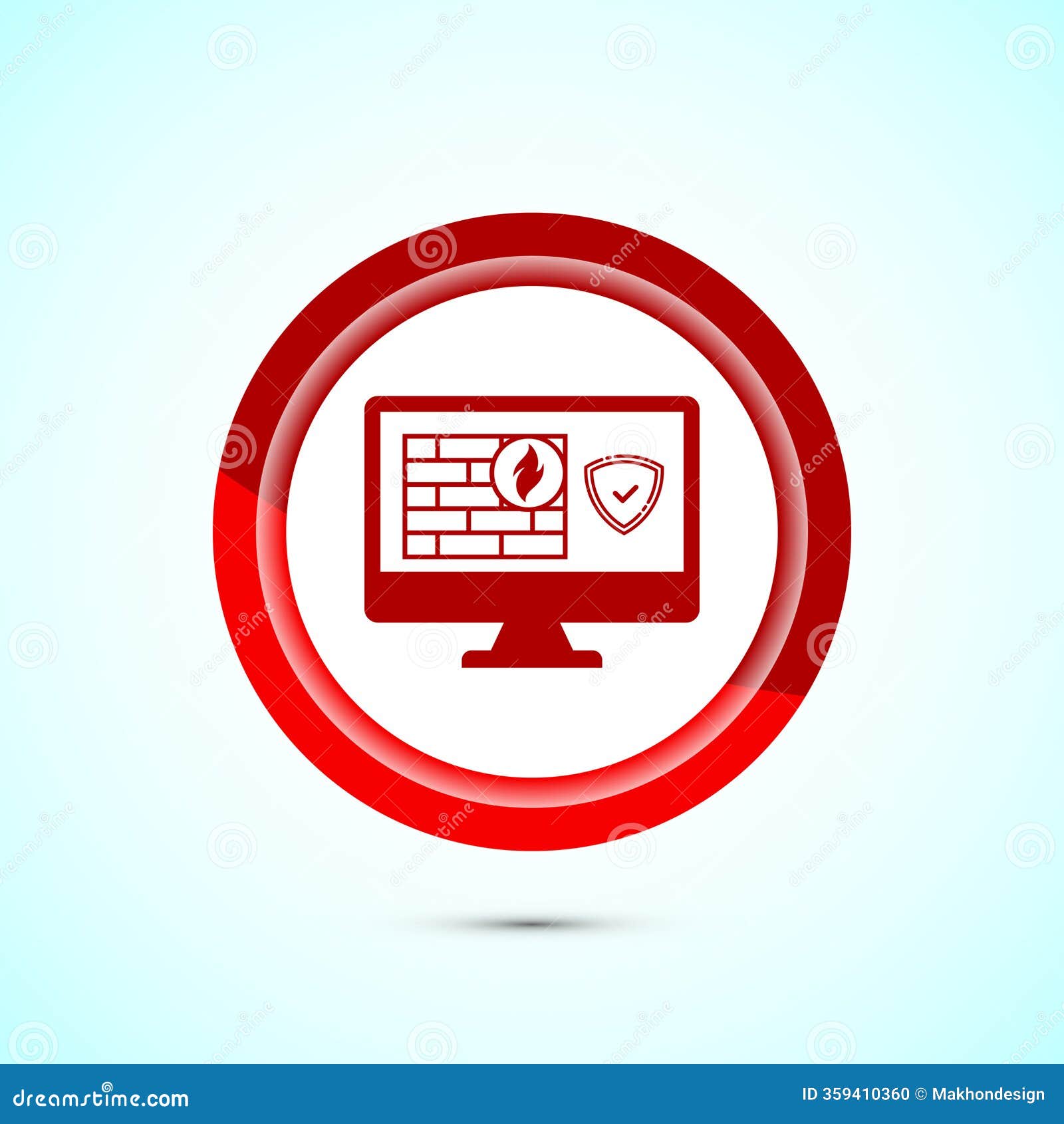 Firewall Icon Design Illustration. Brick Wall and Fire Icon, Internet ...
