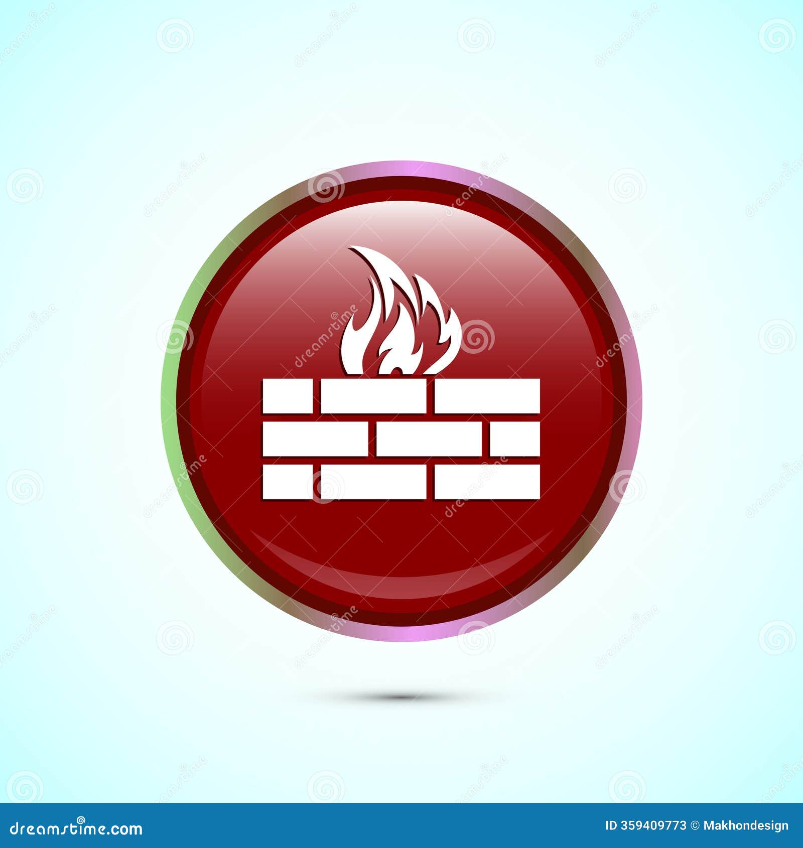 Firewall Icon Design Illustration. Brick Wall and Fire Icon, Internet ...