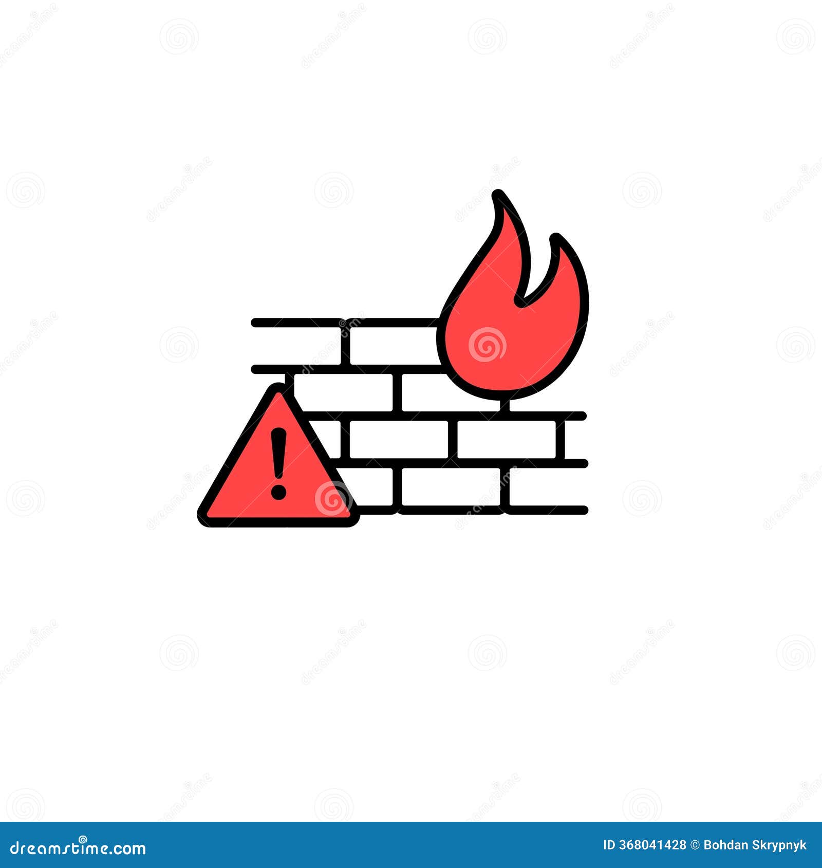 Firewall, Icon In Line Design. Firewall, Security, Protection, Network ...