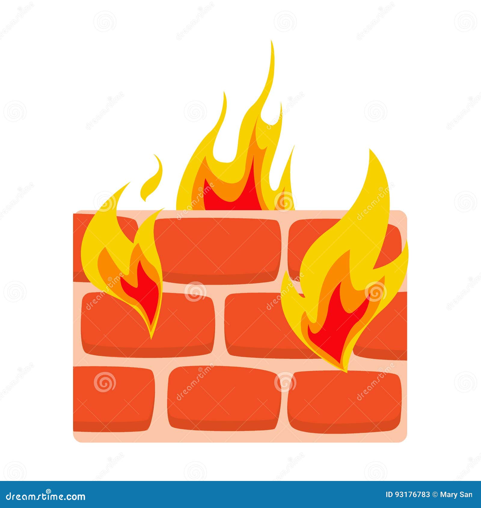 Firewall Icon Flat Wall in Fire Icon Vector Illustration Stock Vector ...