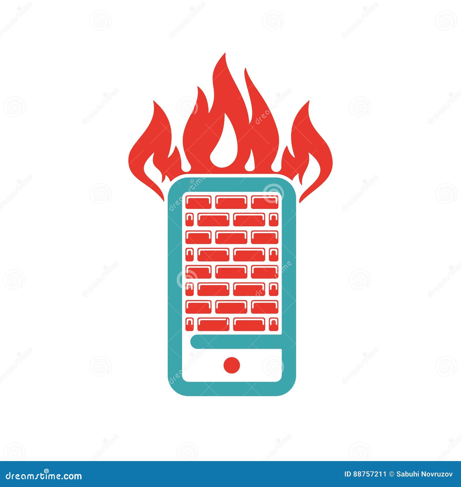 Firewall Icon on Smartphone Screen Vector Illustration. Stock Vector ...