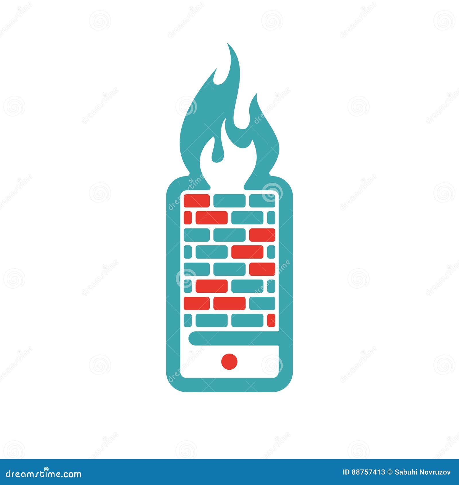 Firewall Icon on Smartphone Screen Vector Illustration. Stock Vector ...