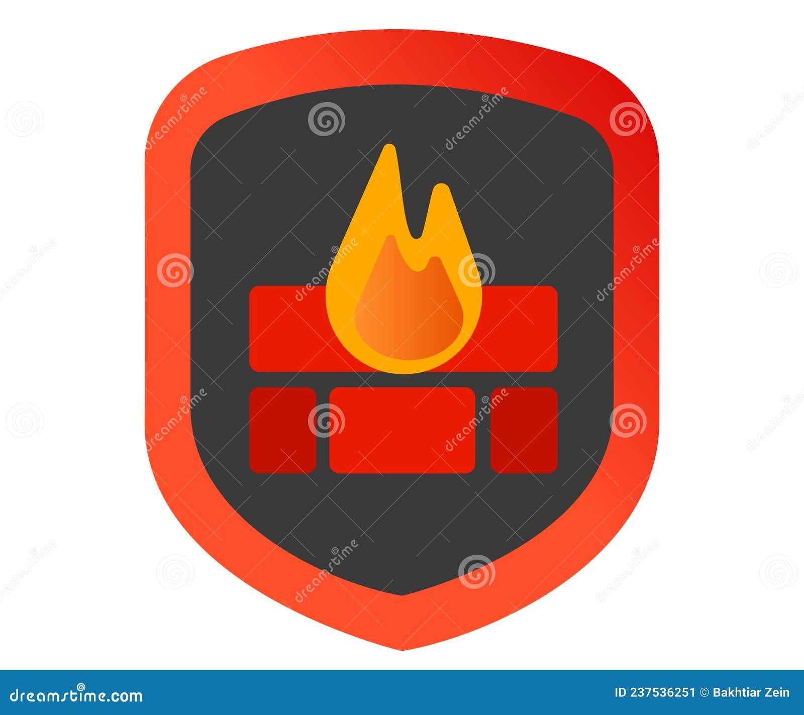 Firewall Icon Symbol Shield with Brick Wall and Flame Guard Protect ...