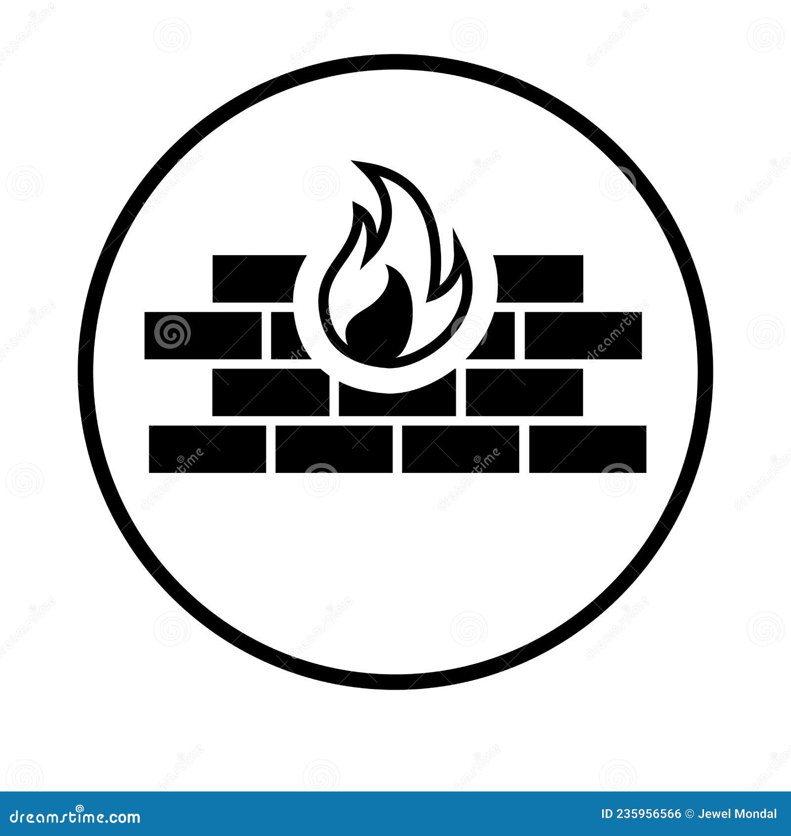 Firewall Icon. Rounded Black Vector Sketch. Stock Vector - Illustration ...