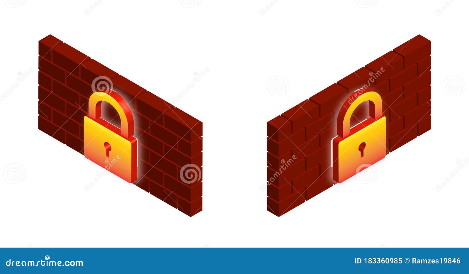 Firewall Isometric Sign is Black and White and in the Colors of Fire ...