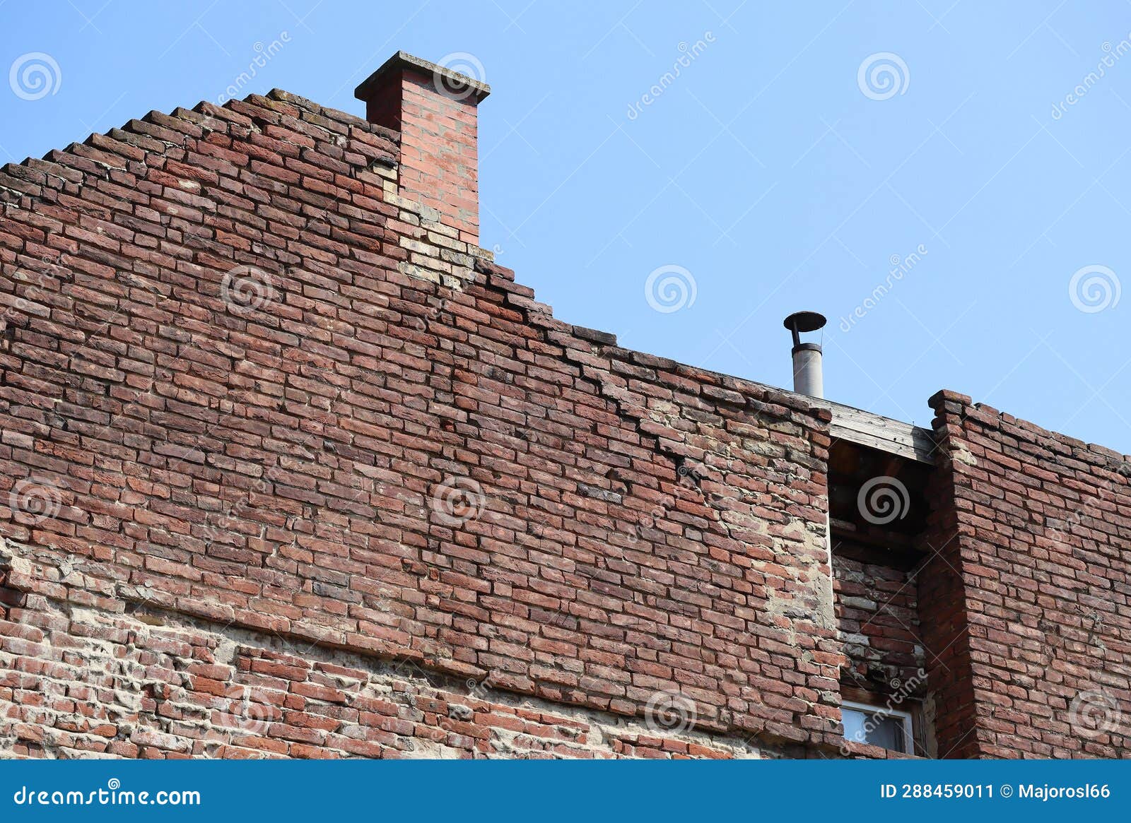 Firewall of an Old Brick Building Stock Image - Image of abandoned ...