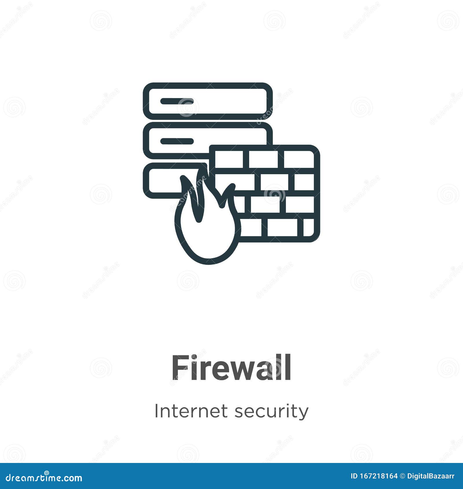 Firewall Outline Vector Icon. Thin Line Black Firewall Icon, Flat Vector Simple Element ...