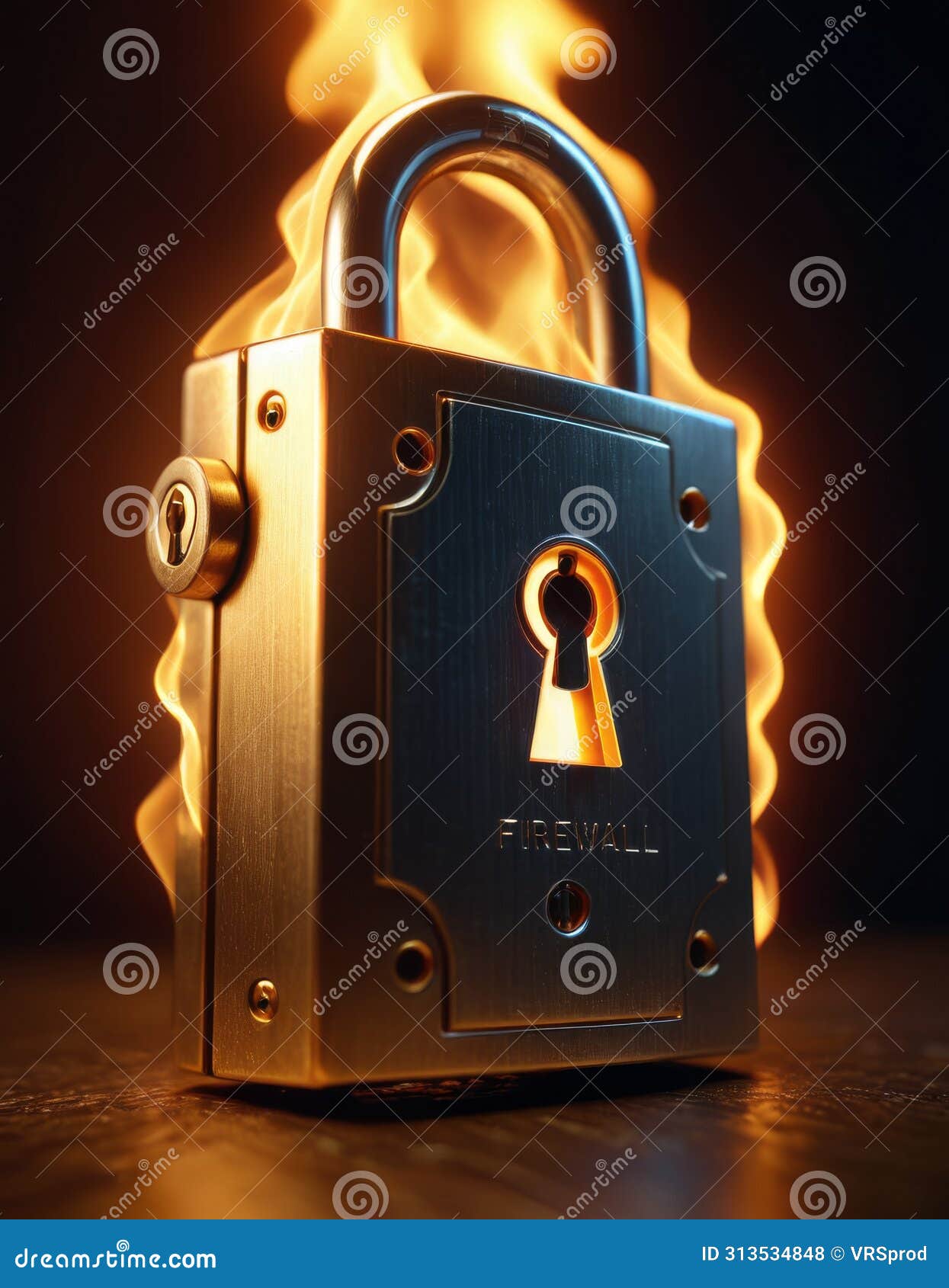 Firewall Padlock in Flames stock photo. Image of tech - 313534848