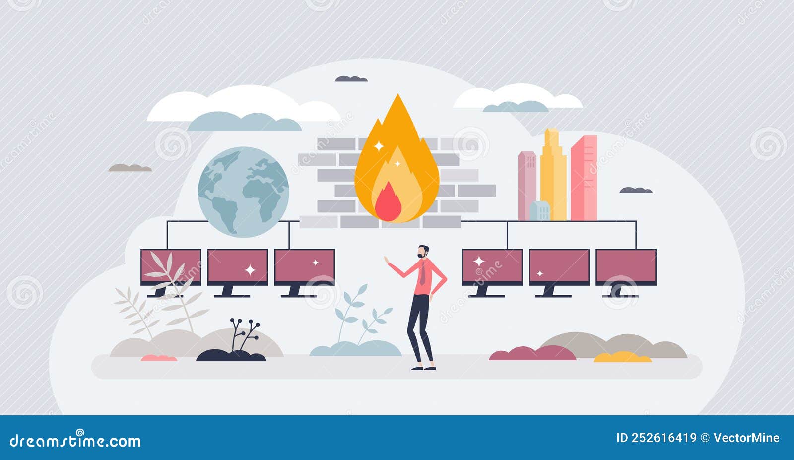 Firewall Security Wall App Essential Object Ui Ux Icon A Continuous ...