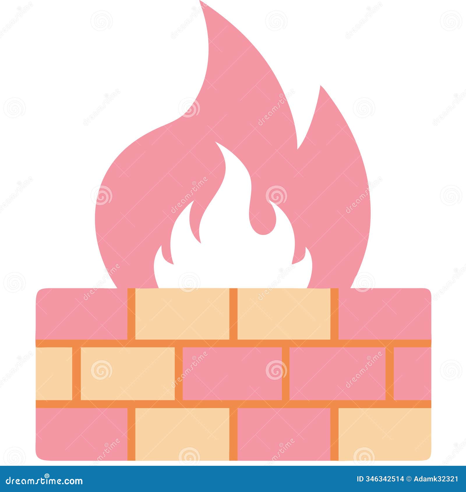 Firewall Security Vector with Brick Wall and Flames Illustration Stock ...