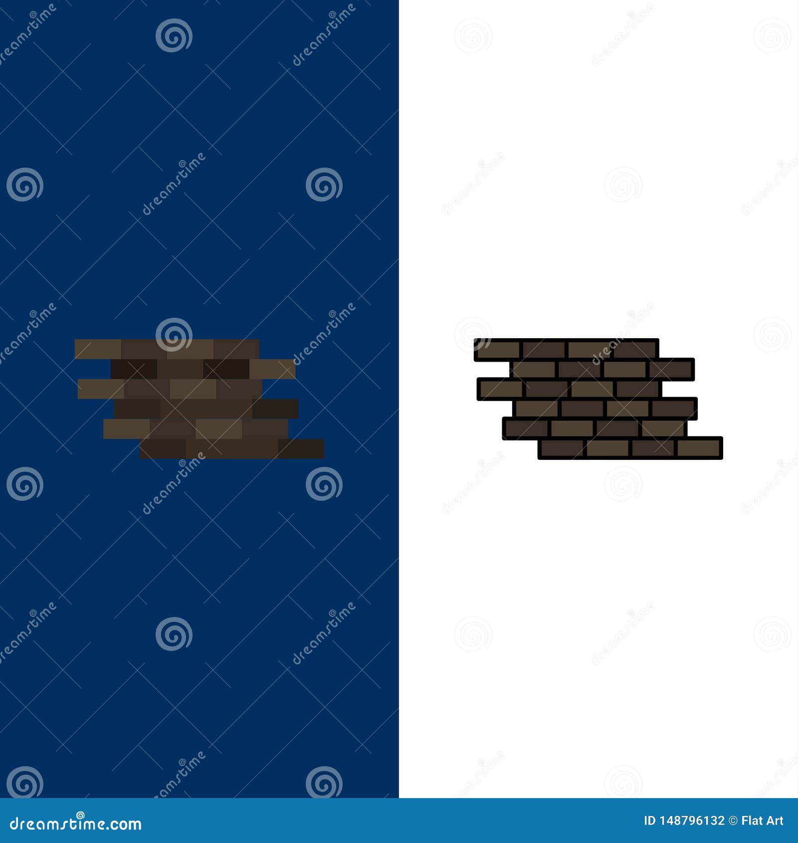 Firewall, Security, Wall, Brick, Bricks Icons. Flat and Line Filled ...