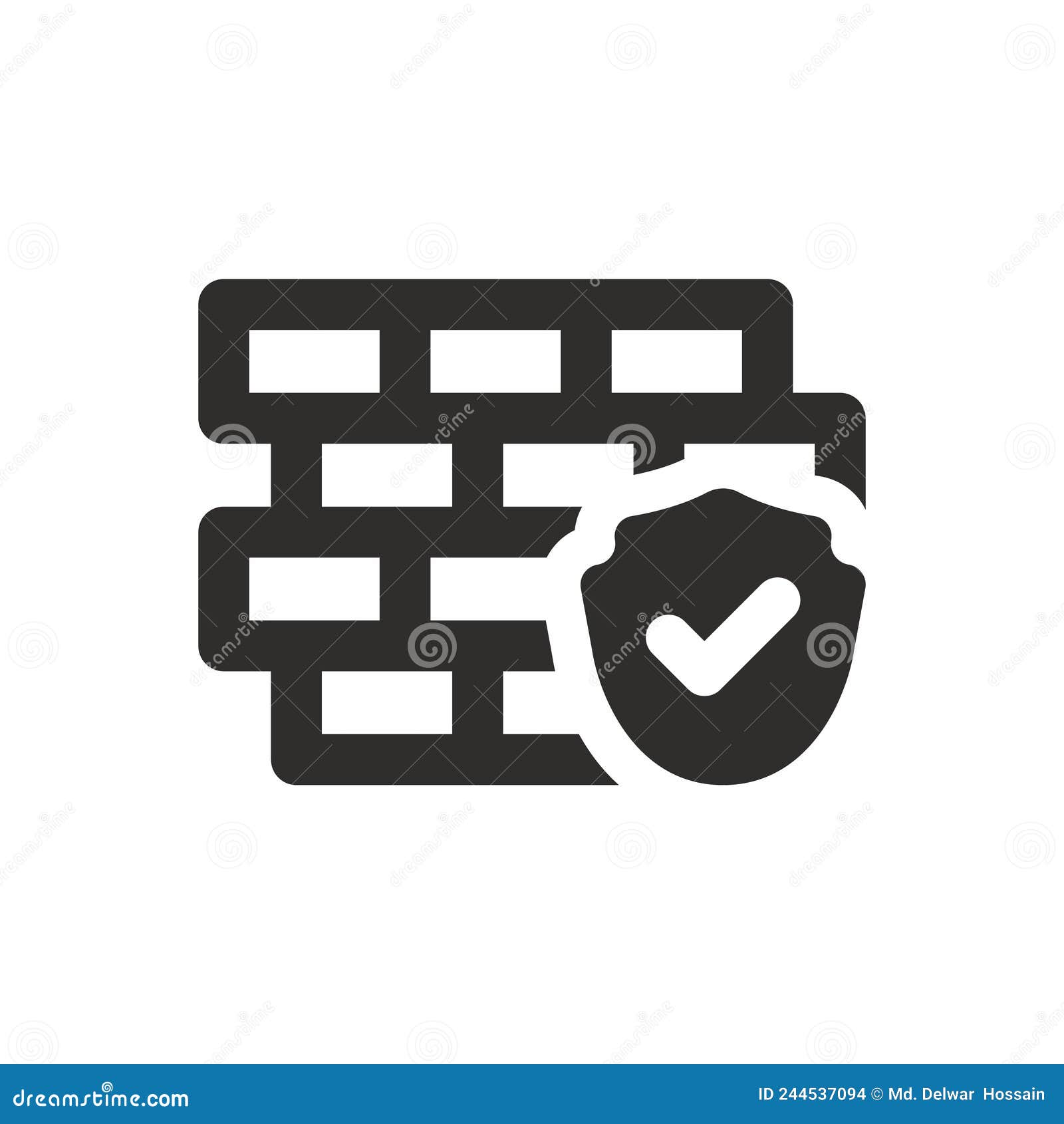 Firewall shield icon stock vector. Illustration of vector - 244537094