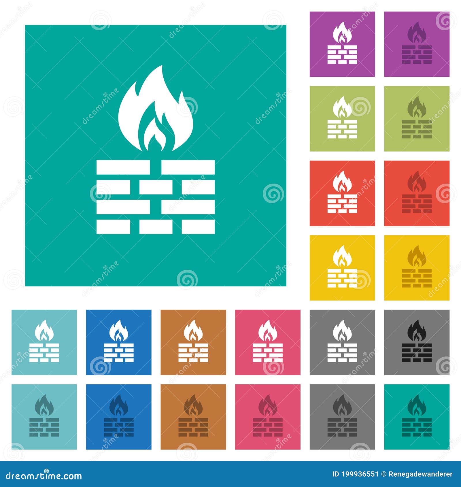 Firewall Square Flat Multi Colored Icons Stock Vector - Illustration of ...