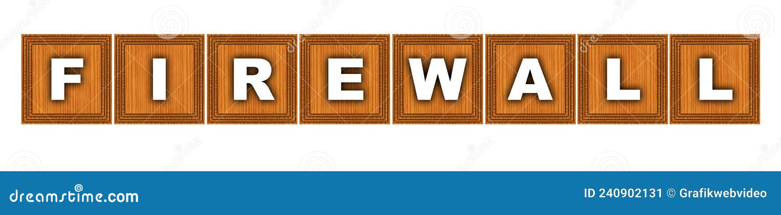 Firewall Text Title - Square Wooden Concept - White Background - 3D ...