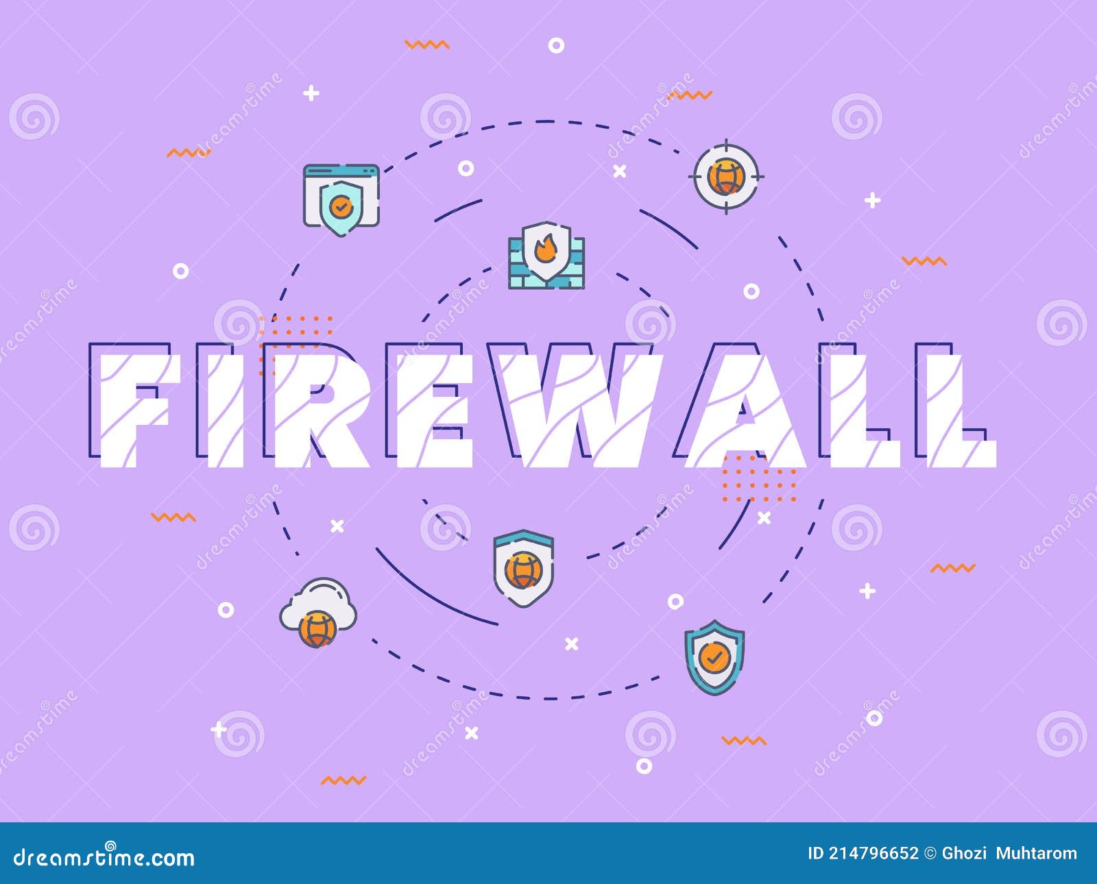 Firewall Typography with Color Outline Style Stock Vector ...