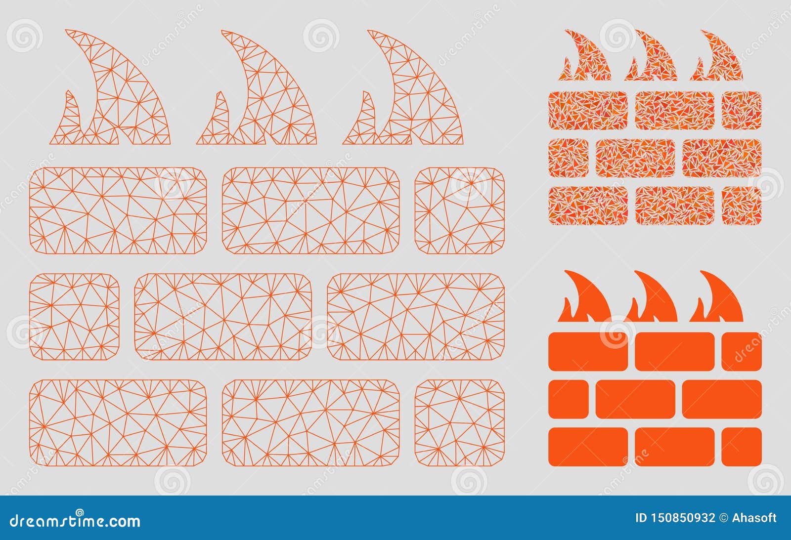 Firewall Vector Mesh 2D Model and Triangle Mosaic Icon Stock Vector ...