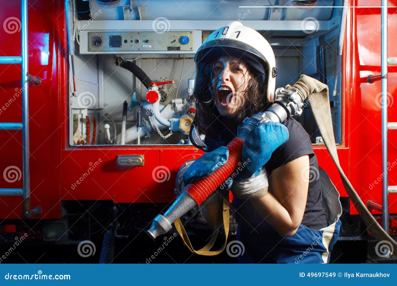 Firewoman stock image. Image of alarm, adult, disaster - 49697549