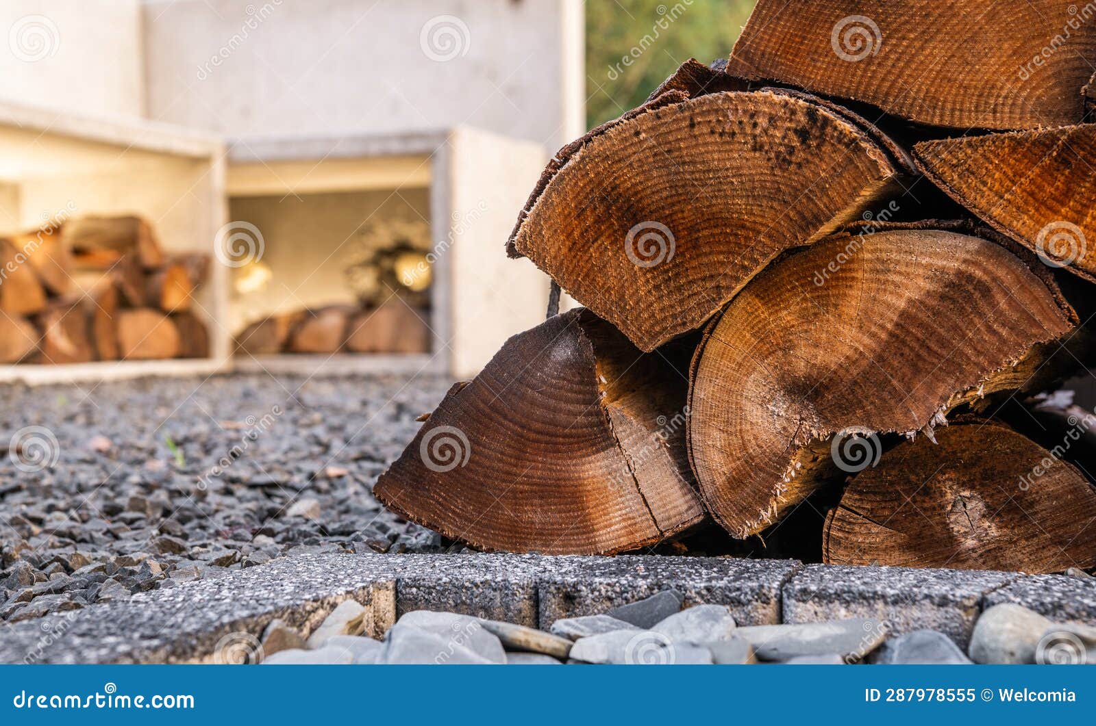 Firewood Bundle in a Garden Stock Image - Image of garden, fireplace ...