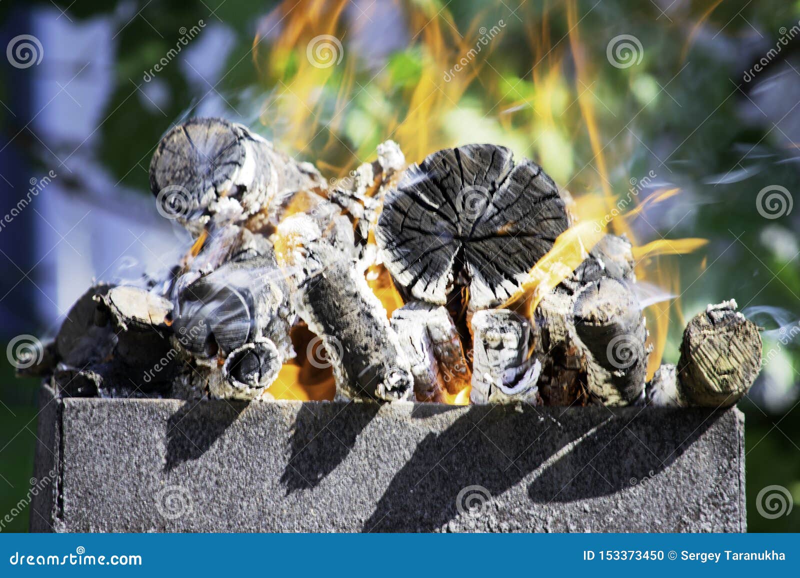 Firewood Burning on a Brazier Brazier, Fire, Coals, Background Stock ...
