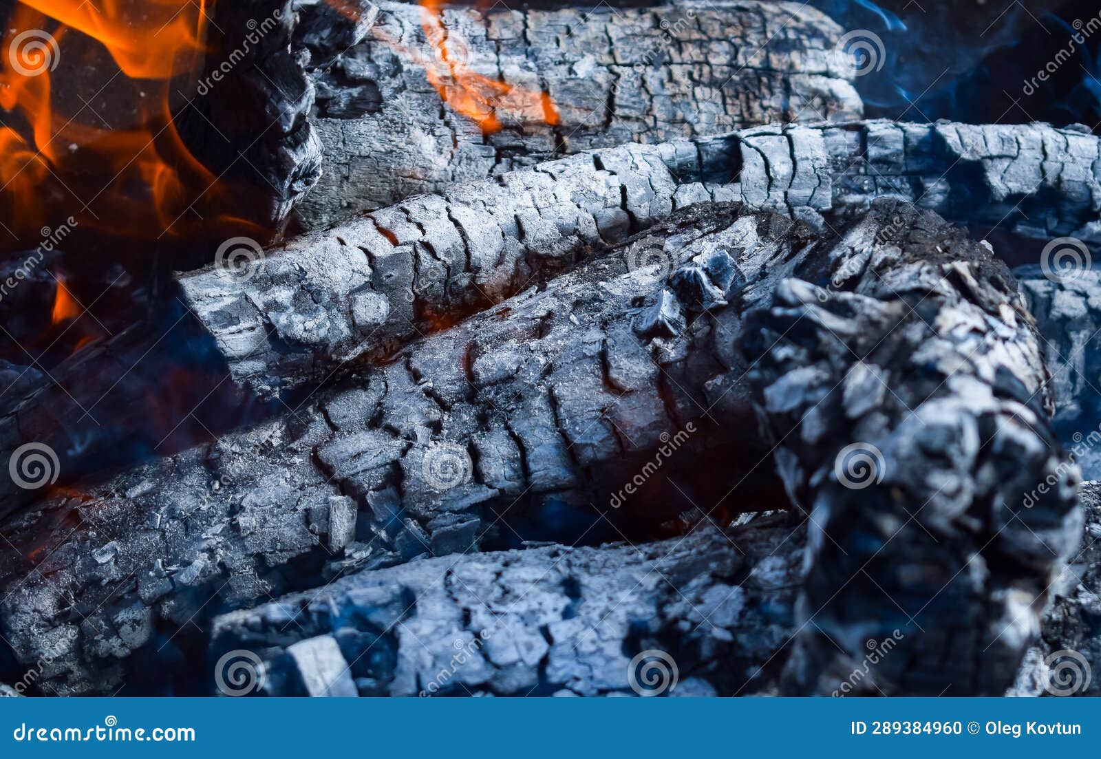 Firewood Burning in the Brazier, Smoldering Log Coals Stock Photo ...