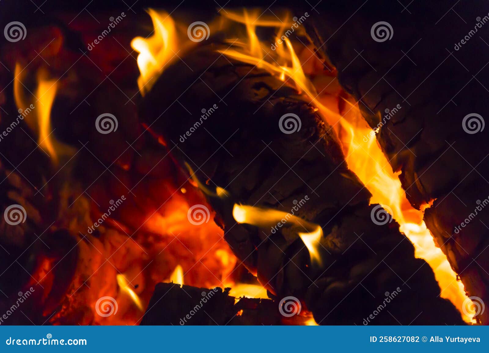 The Firewood is Burning with an Orange Fire in the Fireplace. Heating ...