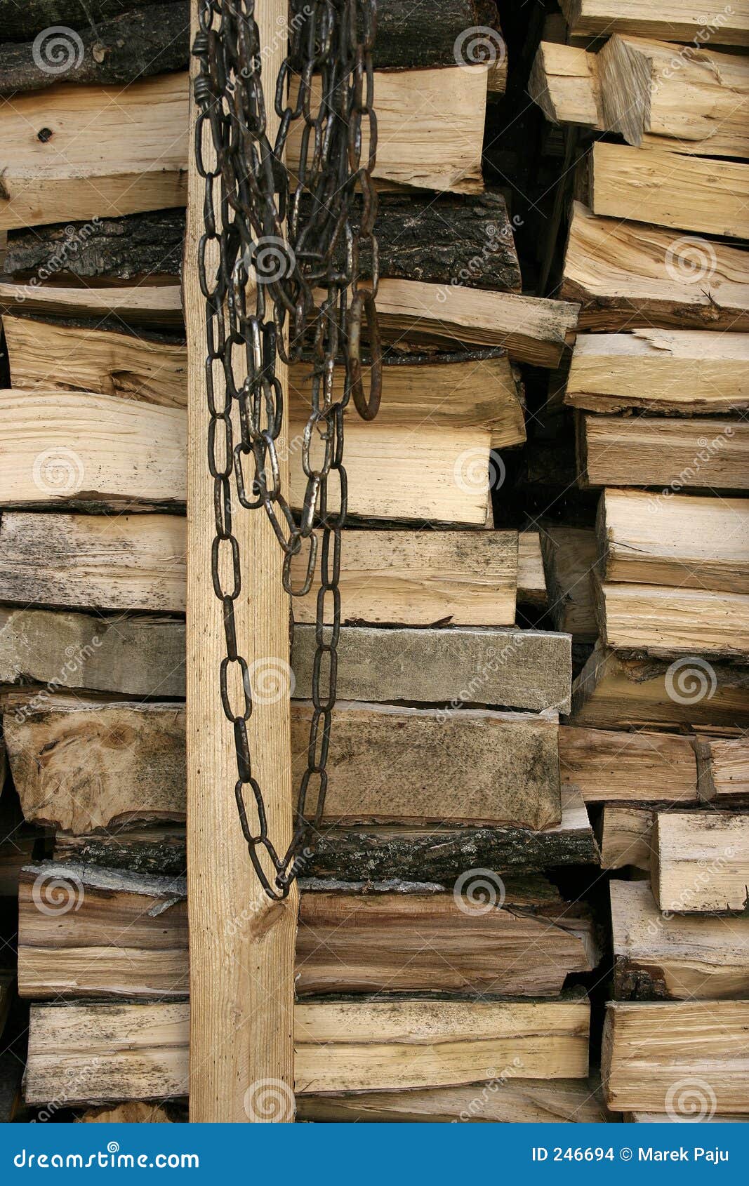 Firewood and Chain stock photo. Image of chain, stack, farming - 246694