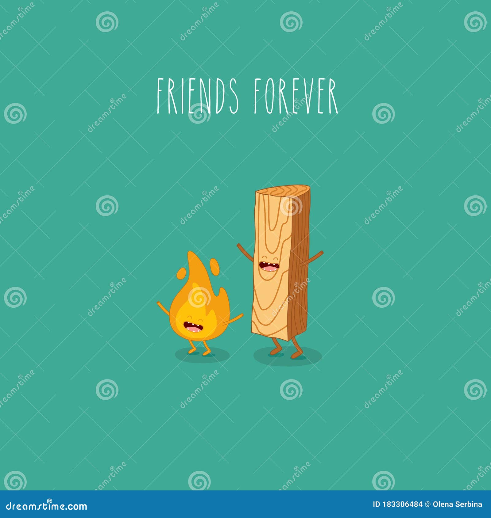 Firewood and Fire Friends Forever. Vector Illustration Stock ...