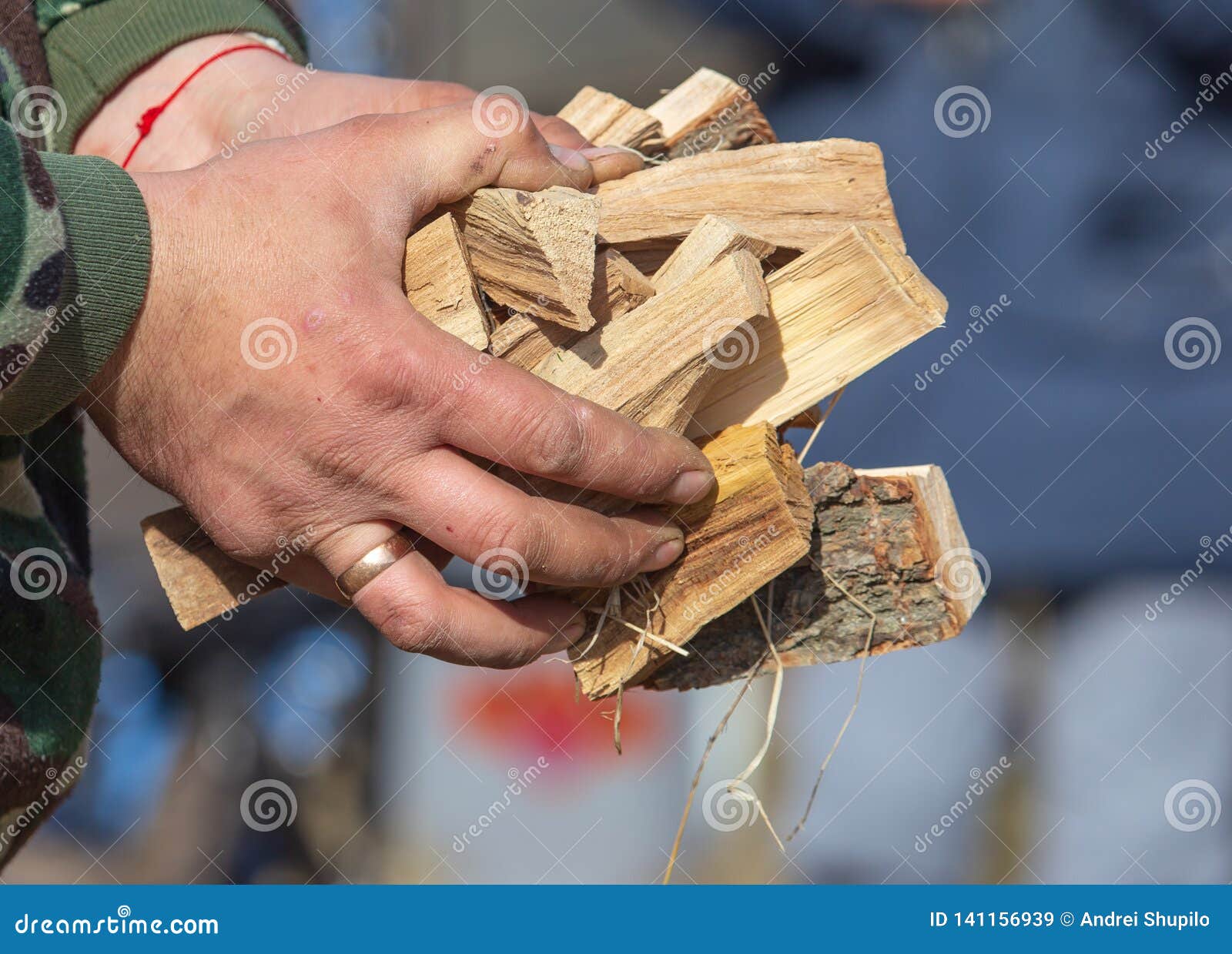 Firewood for a Fire in the Hands of Nature Stock Image - Image of ...